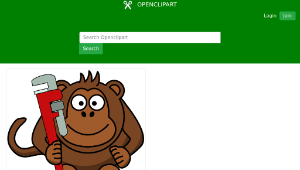 openclipart圖庫：Cartoon Monkey with Wrench